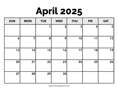 Calendar April 2025 – Calendar Options