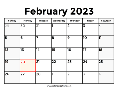 February 2023 Calendar With Holidays – Calendar Options