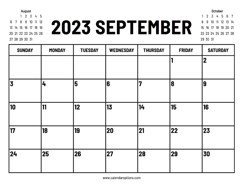 2023 September Calendar – Calendar Options