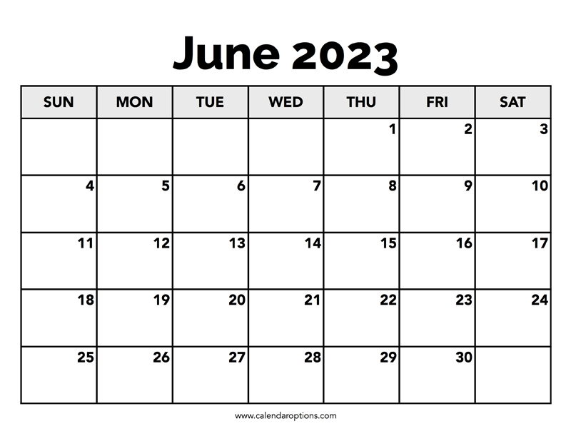 Calendar June 2023 Calendar Options Calendar June 2023 Calendar Options