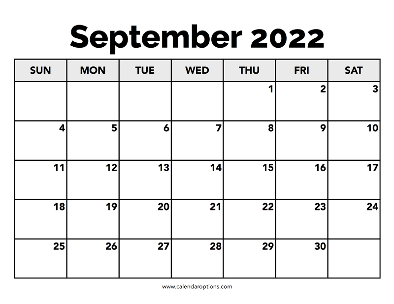 Calendar September 2022 Calendar Options