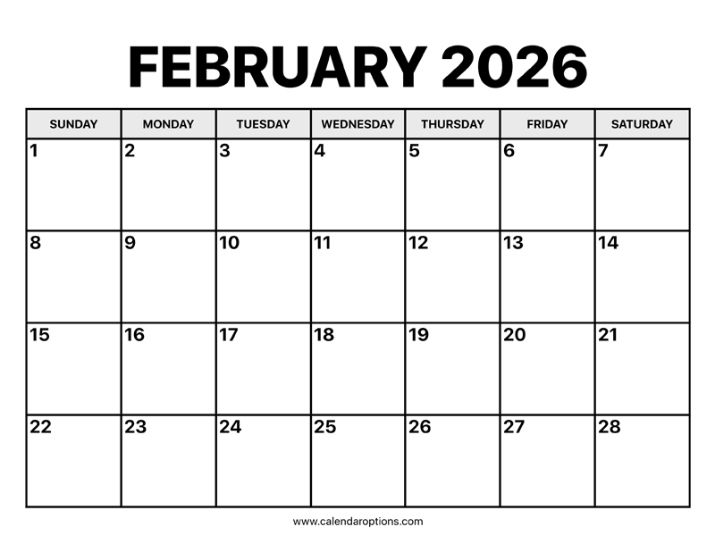 February Calendar 2026 – Calendar Options