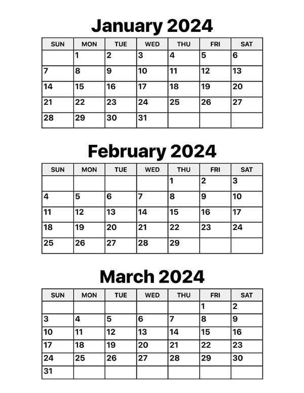 Printable Calendar Jan
