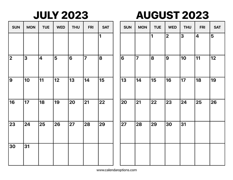 July And August 2023 Calendar Get Latest Map Update