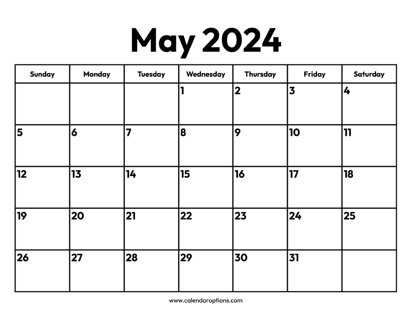 May 2024 Calendars Calendar Options