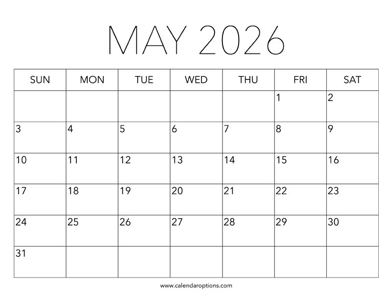 Printable May 2026 Calendar – Calendar Options