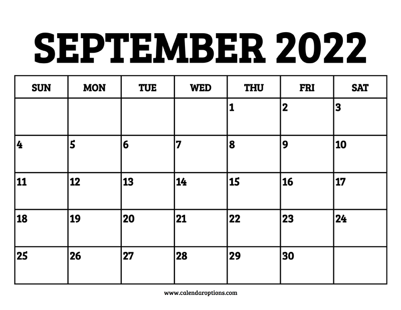 September 2022 Calendar Printable Calendar Options