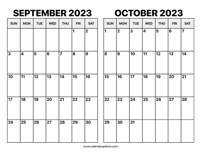 September And October 2023 Calendar Calendar Options