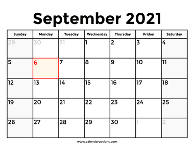 September 2021 Calendar With Holidays – Calendar Options