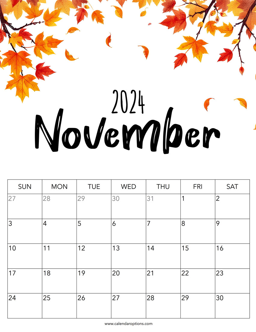 November 2024 Fall Calendar – Calendar Options