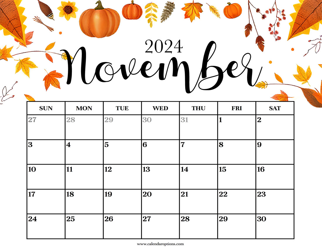 November 2024 Fall Calendar – Calendar Options